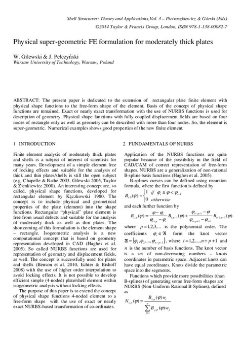 Pdf Physical Super Geometric Fe Formulation For Moderately Thick Plates