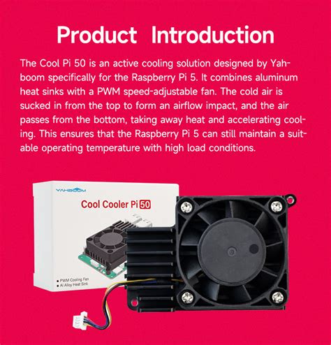 yahboom self design active cooler for raspberry pi 5 with pwm fan
