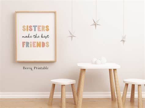 Sisters Are Best Friends Printable Sign Custom Name Poster Lil Sis