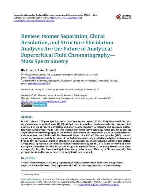Pdf Review Isomer Separation Chiral Resolution And Structure Elucidation Analyses Are The