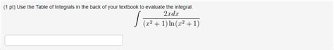 Solved Use The Table Of Integrals In The Back Of Your Chegg Com