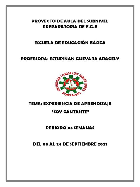 Proyecto De Aula Preparatoria Aracely Pdf Aprendizaje Plan De