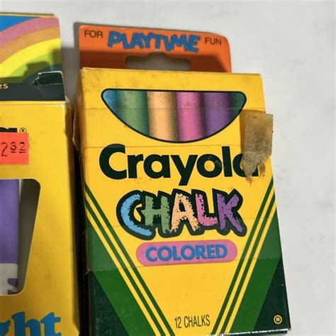 Vtg 1990s Crayola Lot Soft Light Markers Colored Chalk Fluorescent