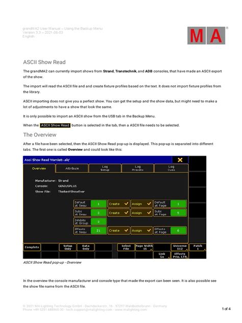 Grandma2 User Manual Backup Menu Ascii Show Read En V33 Pdf Computer File Ascii