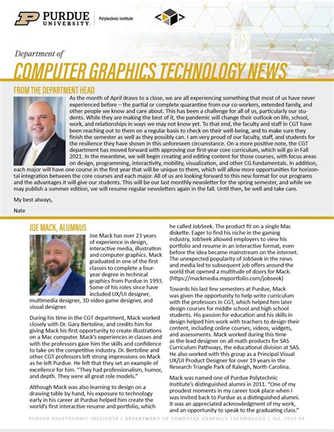 Purdue Computer Graphics Technology On Linkedin This Months Issue Of The Computer Graphics