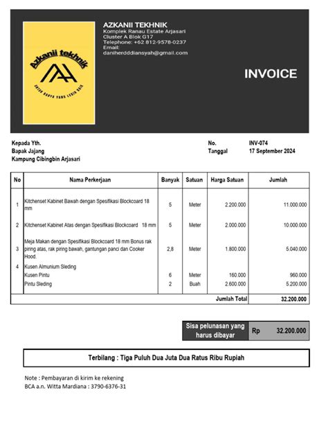 Invoice Dani 074 Pdf