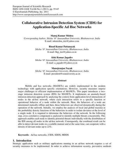 Pdf Collaborative Intrusion Detection System Cids For Application