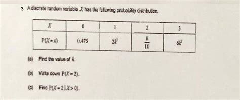 Solved A Discrete Random Variable X Has The Following Chegg