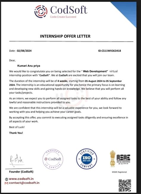 🚀i Am Thrilled To Share That I Have Been Offered The Position Of Web