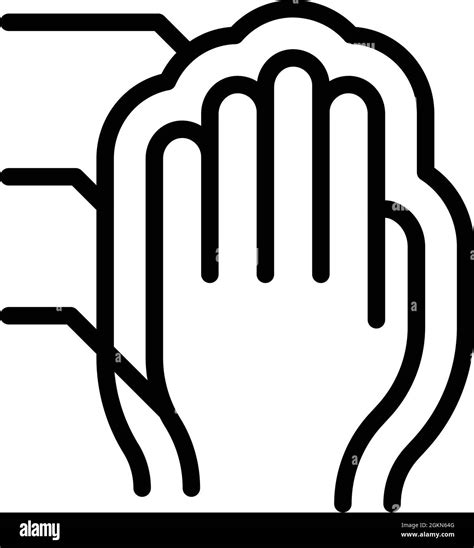 Palm Authorization Icon Outline Vector Biometric Recognition Fingerprint Scan Stock Vector