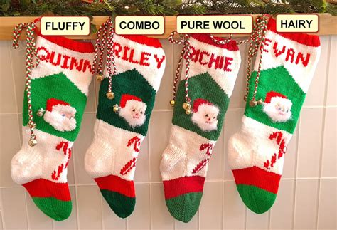 Santas Beard Fuzzy Or Fluffy Christmas Stockings Hand Knit