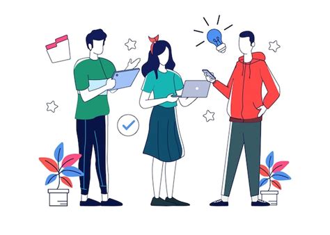 비즈니스를 위한 개념 그림 팀워크 프리미엄 벡터