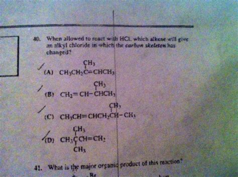 solved when allowed to react with hci which alkene will give