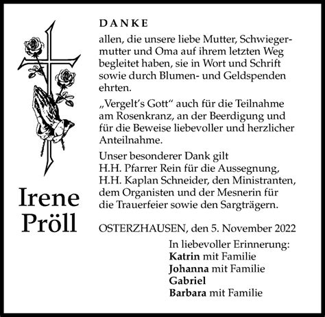 Traueranzeigen Von Irene Pröll Augsburger Allgemeine Zeitung
