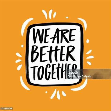 우리는 함께 더 낫다 손으로 그린 프레임 스티커 벡터 일러스트 검은 색 동기 부여 문자 문구 낮에 대한 스톡 벡터 아트 및 기타 이미지 Istock