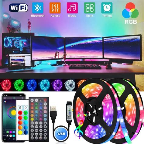 거실 와이파이 Led 화이트 스트립 5v Usb Rgb 테이프 5050 다채로운 어린이 게임방 장식 Led 조명 벽 방