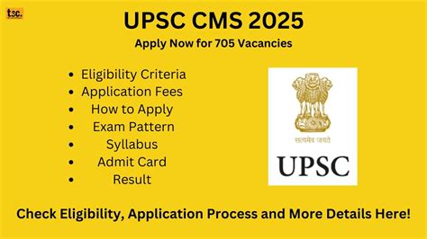Upsc Cms 2025 Apply Now For 705 Vacancies Check Eligibility Application Process And More