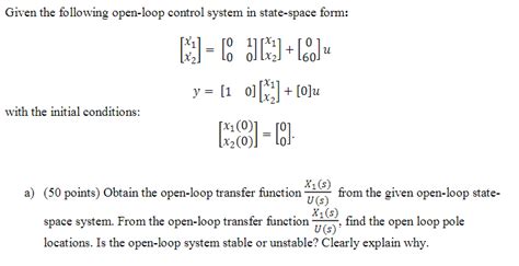 Solved ГО u Given the following open loop control system Chegg com