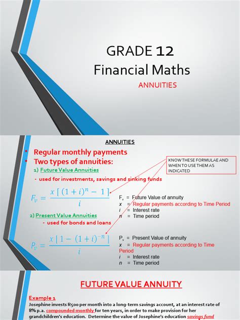 Ws Financial Maths Annuities 20 5 20 Gr12 Pdf Present Value Interest