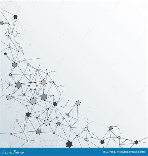 Abstract Dna Molecule Structure With Polygon On Light Gray Color Background Stock Vector