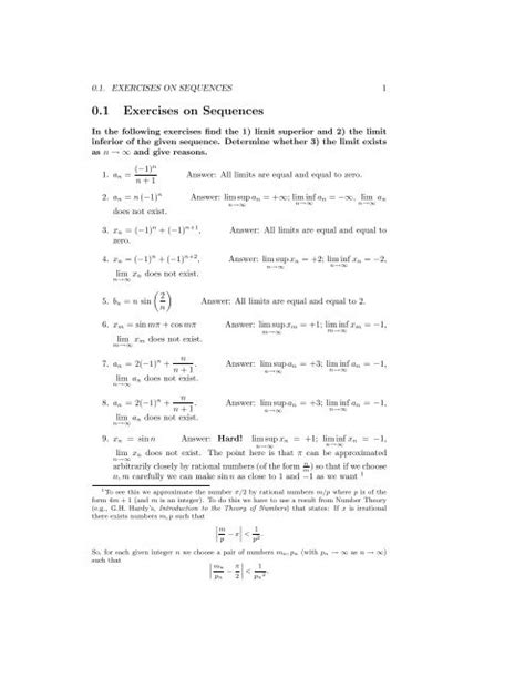 Exercises On Sequences