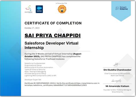 Smartinternz Salesforce Skilledonsalesforce Thesmartbridge Aicte… Sai Priya Chappidi