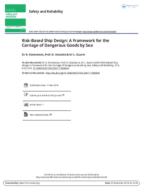 Pdf Risk Based Ship Design A Framework For The Carriage Of Dangerous Goods By Sea