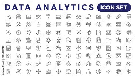 Data Analytics Web Icons Set In Thin Line Design Pack Of Database Big