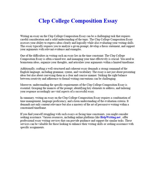 Clep College Composition Essay Pdf Leaf Essays