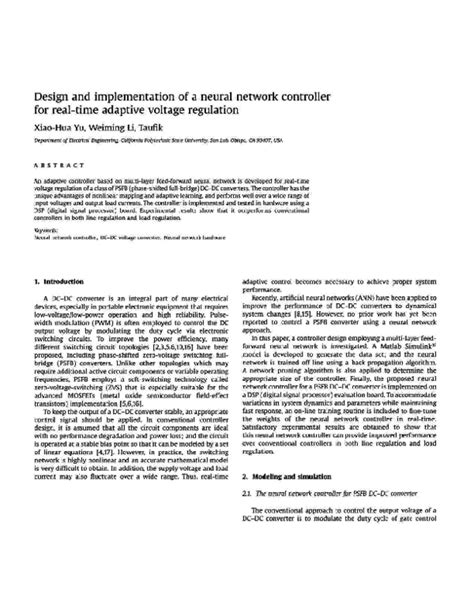 Pdf Design And Implementation Of A Neural Network Controller For Real Time Adaptive Voltage