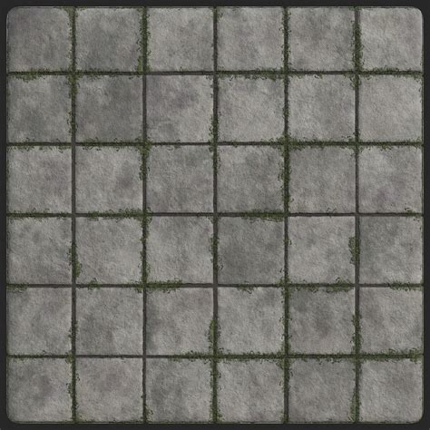 Texturecan Square Concrete Tiles With Grass Free Pbr Texture