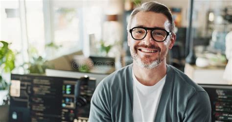 Man Programmer And Glasses In Agency For Portrait Web Development Or