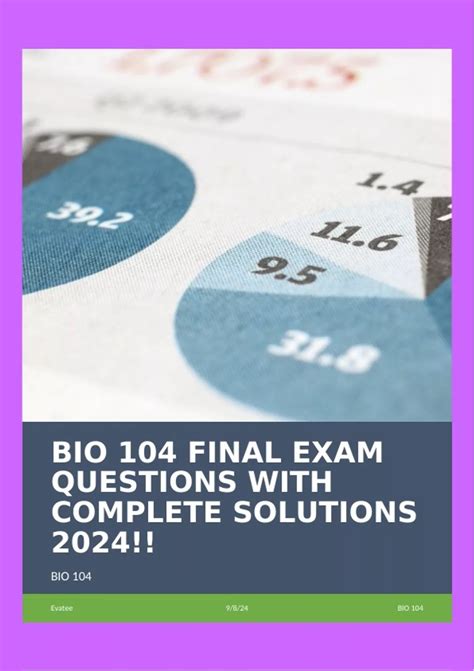 Bio 104 Final Exam Questions With Complete Solutions 2024 Bio 104 Stuvia Us