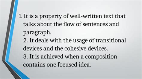Unity Coherence And Cohesion Activity Pptx