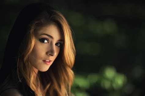 Wallpaper ID 1833333 Bokeh Brunette Redhead Chrissy Costanza 1080P Model Looking At