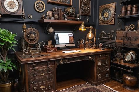 Premium Photo Victorian Steampunk Desk Setup