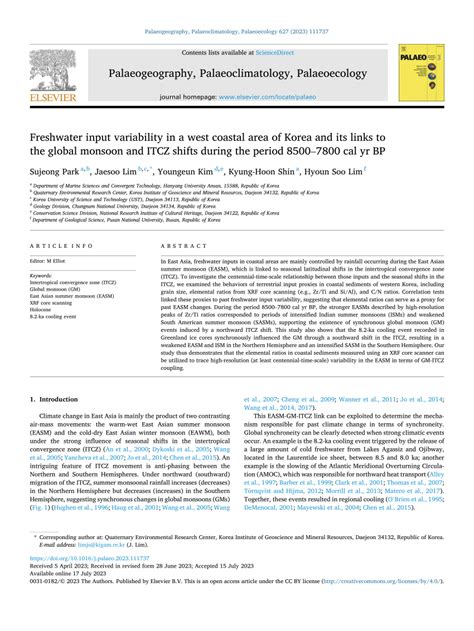 Pdf Freshwater Input Variability In A West Coastal Area Of Korea And