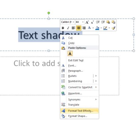 How To Change The Text Shadow Properties In Microsoft PowerPoint 2010