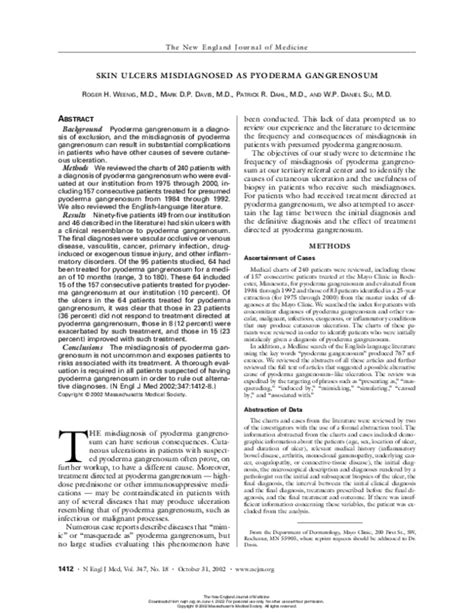 Pdf Skin Ulcers Misdiagnosed As Pyoderma Gangrenosum
