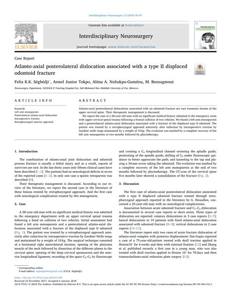 Pdf Atlanto Axial Posterolateral Dislocation Associated With A Type Ii Displaced Odontoid Fracture