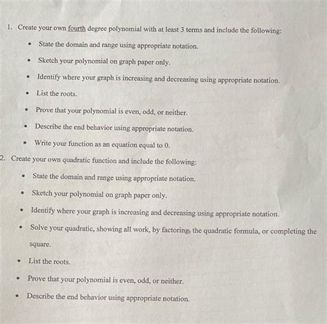 Solved Create Your Own Fourth Degree Polynomial With At Chegg Com