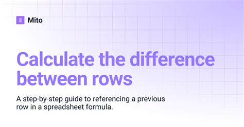 Calculate The Difference Between Rows Mito