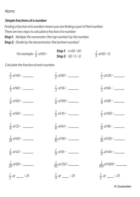 Simple Fractions Of A Number Studyladder Interactive Learning Games