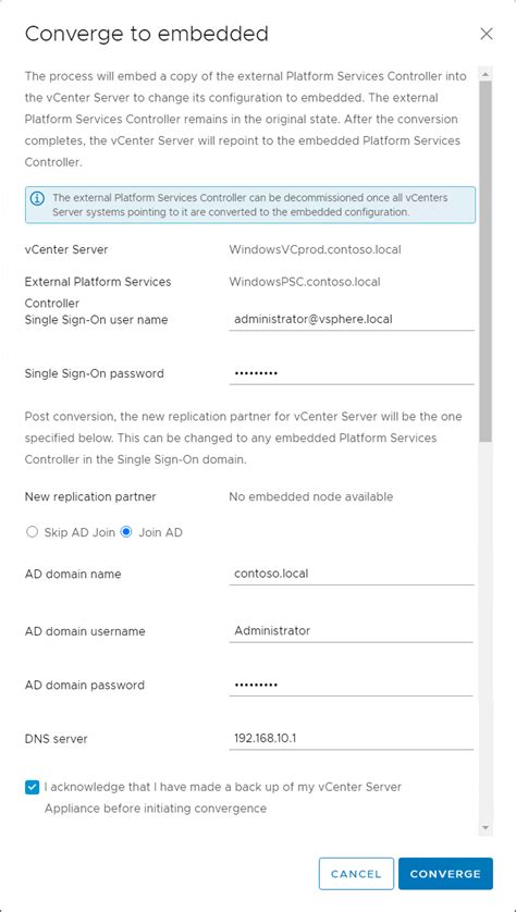 Migrate External Psc To Embedded Psc In Vcenter Server 67 Using ‘converge To Embedded Tool