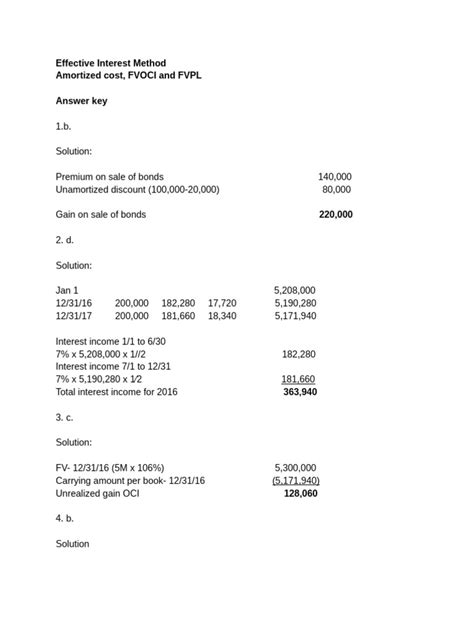 Effective Interest Method Answer Key Pdf