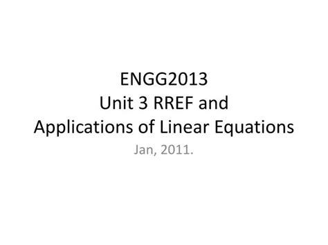 Ppt Engg Unit Rref And Applications Of Linear Equations Powerpoint Presentation Id