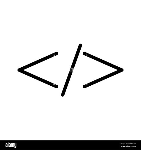 Vector Black Line Icon Program Code Symbol Isolated On White Background