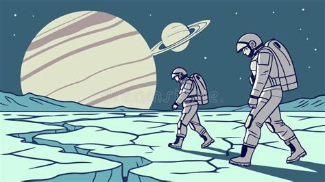 Astronaut Walking On Planet Surface Space Exploration Theme Vector Design Generative Ai Stock