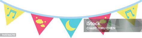 삼각형 다채로운 귀여운 파티 플래그 일러스트 레이 션 특수 벡터 스타일 공휴일에 대한 스톡 벡터 아트 및 기타 이미지 공휴일