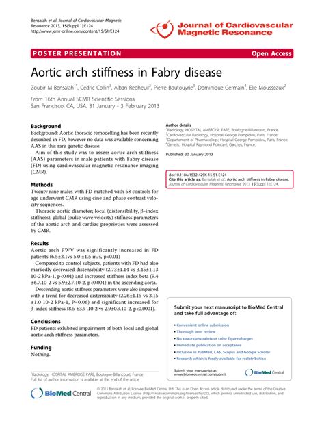 Pdf Aortic Arch Stiffness In Fabry Disease